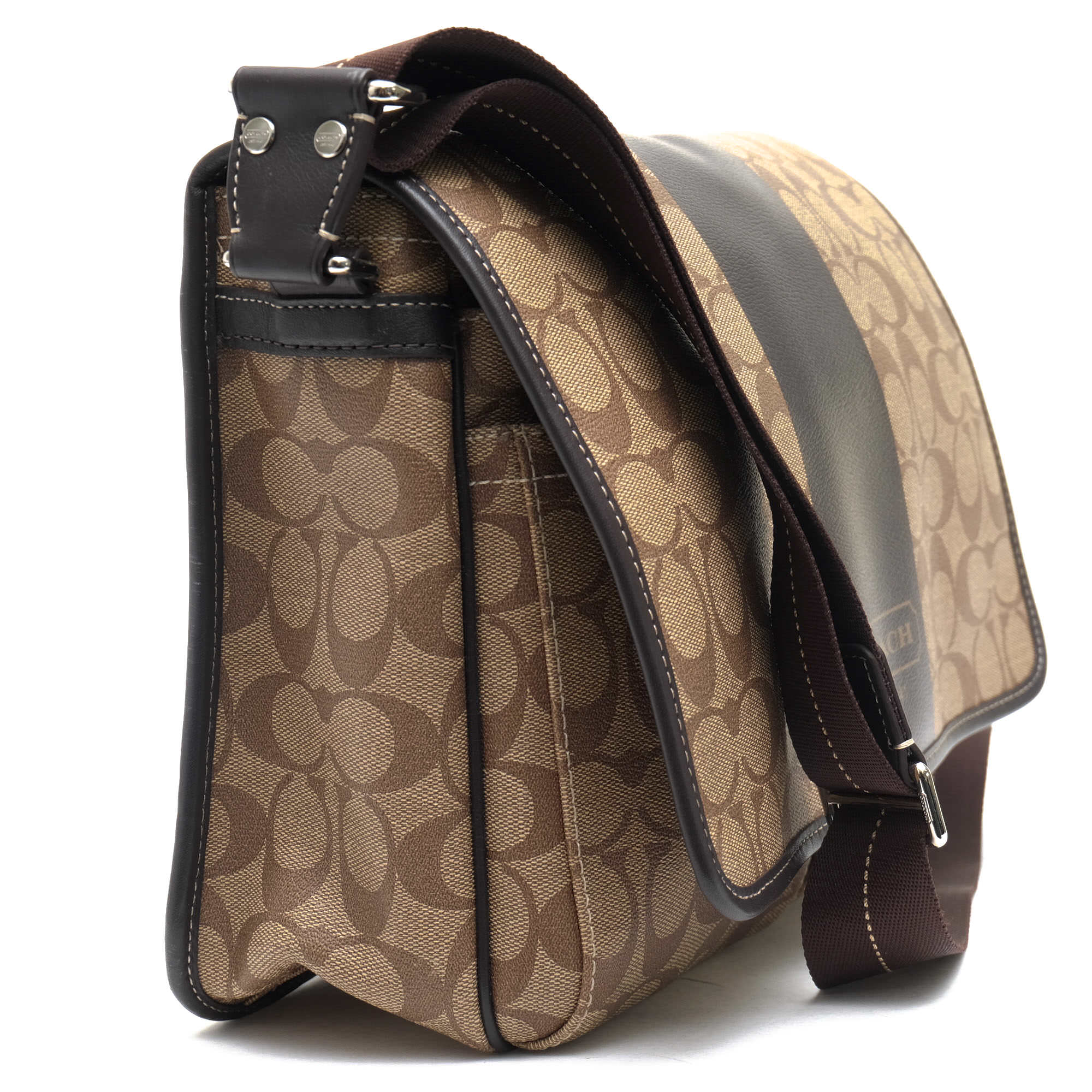 COACH コーチ バッグ ショルダーバッグ F70590 HERITAGE STRIPE SIGNATURE SHO BAG シグネチャー柄 ...